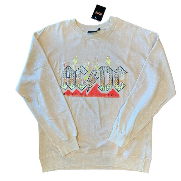 AC/DC | Tops | Nwt Acdc Highway To Hell The Peach Colored Studded Sweatshirt | Poshmark